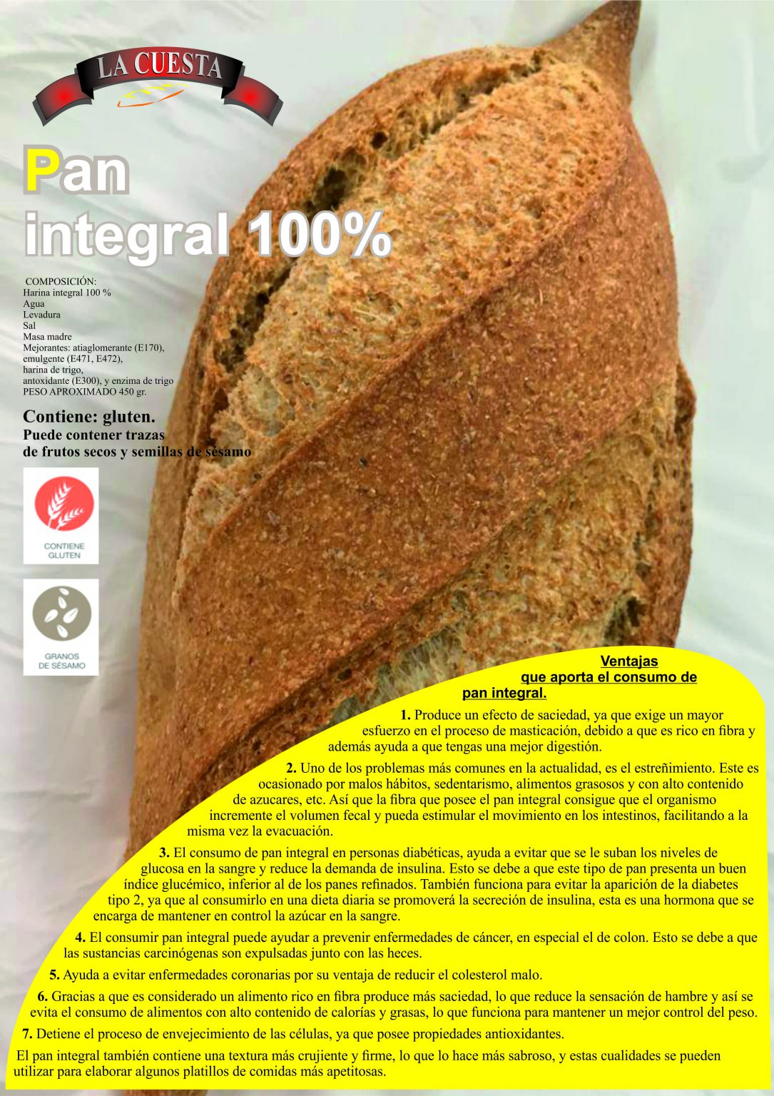 El pan integral completo 100% – PANADERIA Y CONFITERIA LA CUESTA